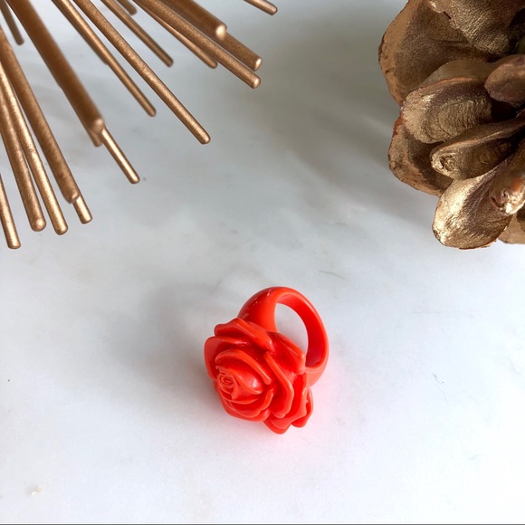 Vintage | Jewelry | Vintage Bright Orange Flower Statement Ring | Poshmark